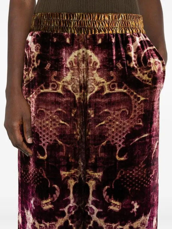 PIERRE-LOUIS MASCIA Elastic Waist Wide-leg Brocade Pants - Brown