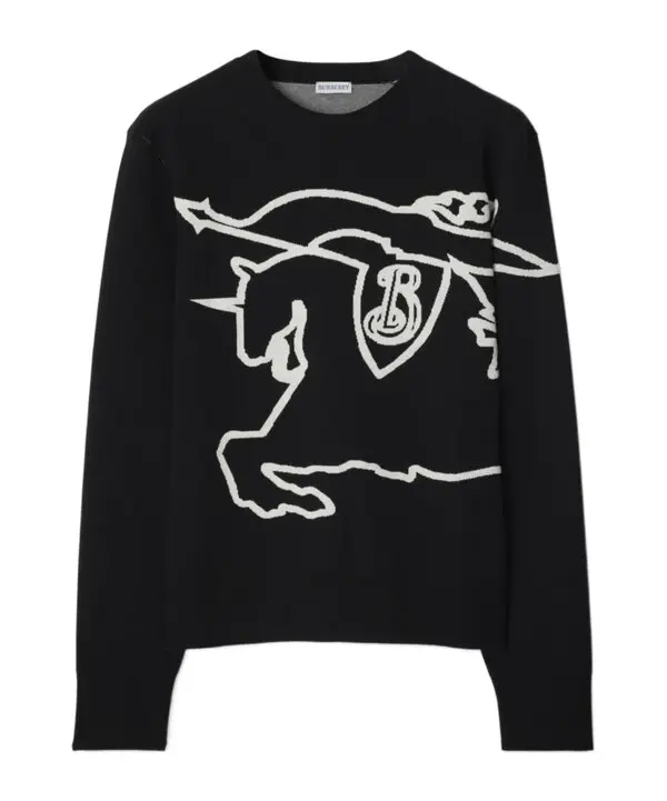 Burberry Ekd Intarsia-knit Crewneck Jumper - Black/chalk