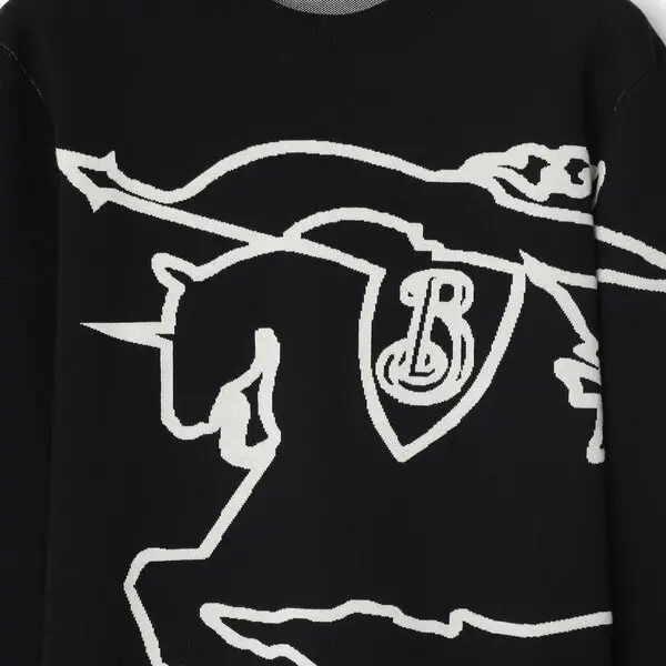 Burberry Ekd Intarsia-knit Crewneck Jumper - Black/chalk
