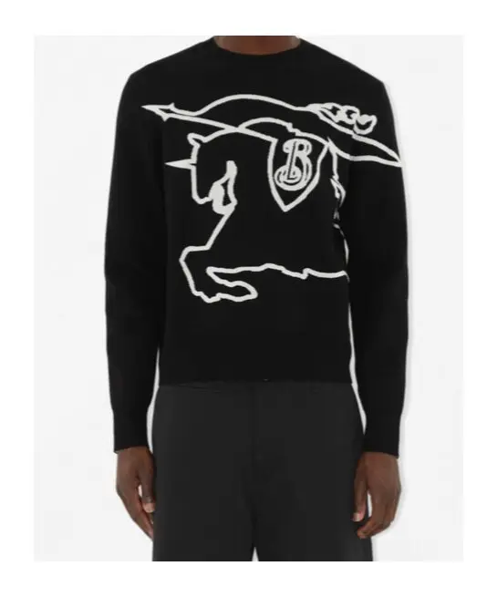 Burberry Ekd Intarsia-knit Crewneck Jumper - Black/chalk