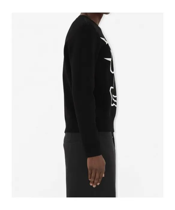 Burberry Ekd Intarsia-knit Crewneck Jumper - Black/chalk