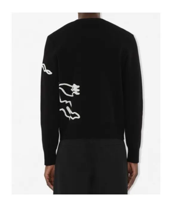 Burberry Ekd Intarsia-knit Crewneck Jumper - Black/chalk