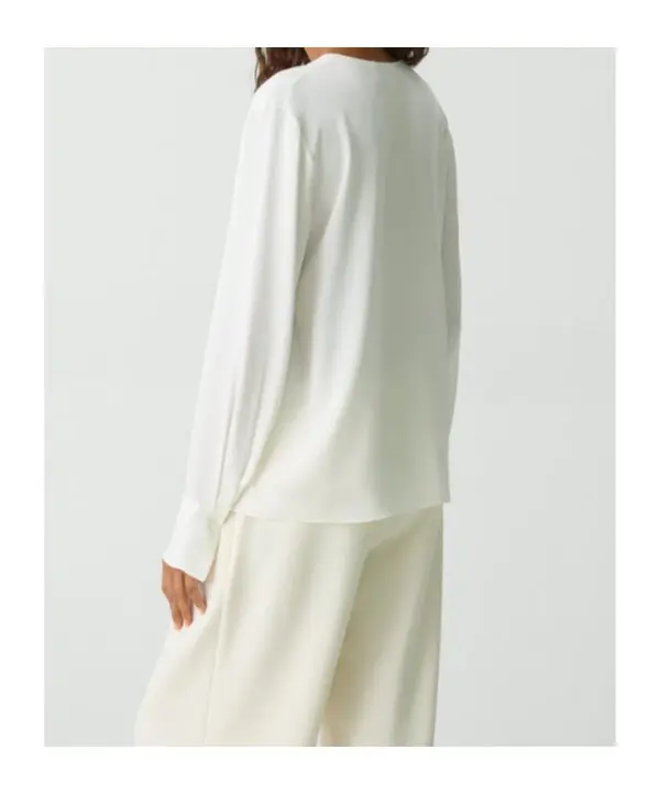 Theory Relaxed V-neck Blouse With Asymmetrical Front Slit