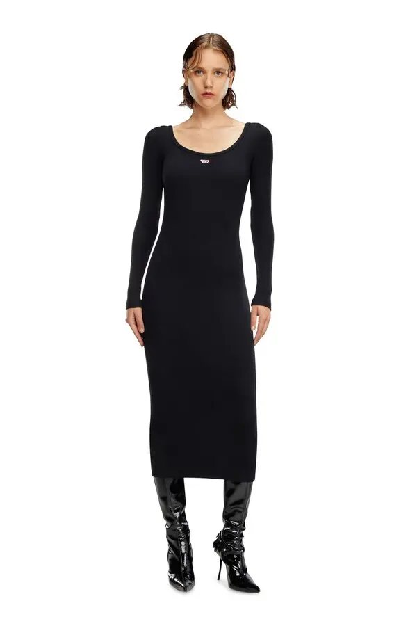 DIESEL® Ribbed Scoop Neck Midi Dress
