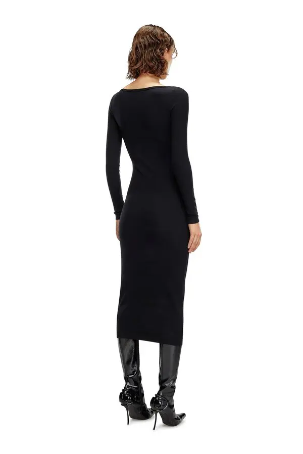 DIESEL® Ribbed Scoop Neck Midi Dress
