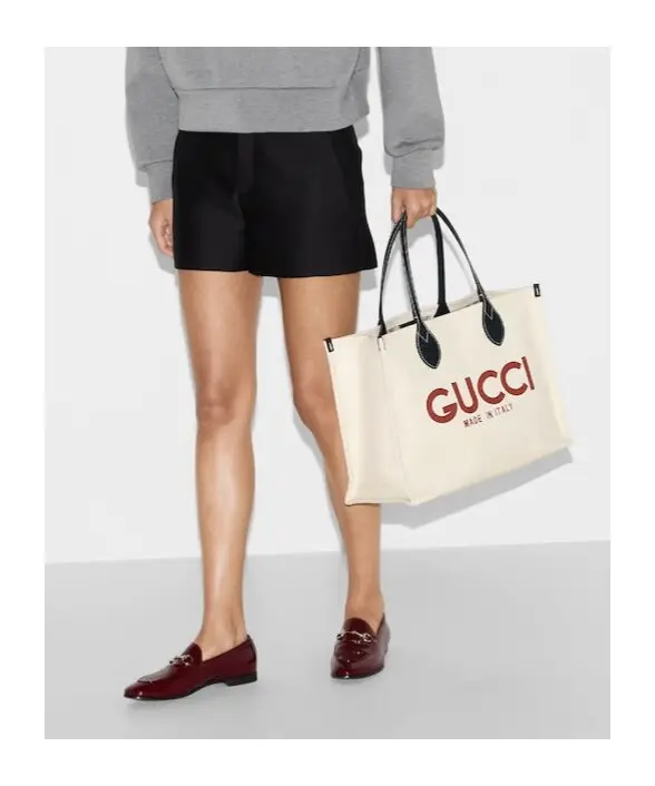 Gucci Logo Printed Medium Tote Bag