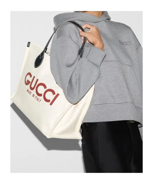Gucci Logo Printed Medium Tote Bag