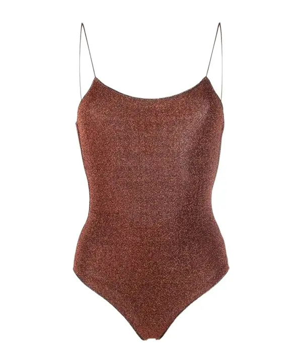 Oseree Lurex One-piece Swimsuit - Brown