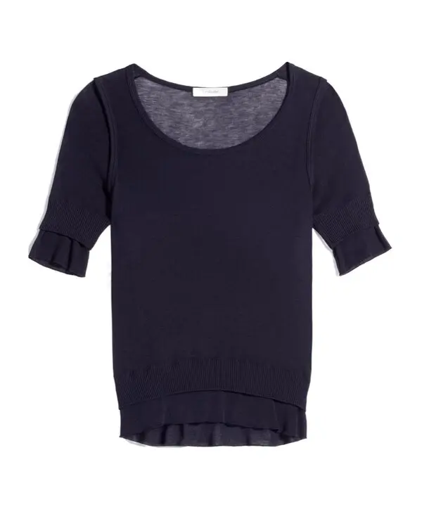 LEMAIRE Trompe L'oeil Ribbed Short Sleeve Top - Midnight
