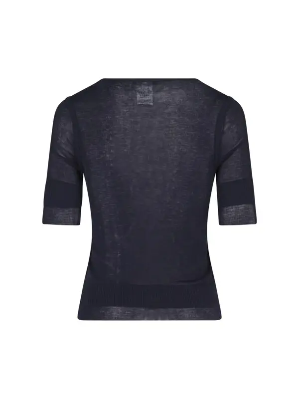 LEMAIRE Trompe L'oeil Ribbed Short Sleeve Top - Midnight