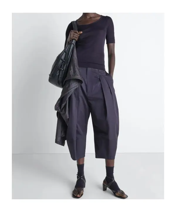 LEMAIRE Trompe L'oeil Ribbed Short Sleeve Top - Midnight