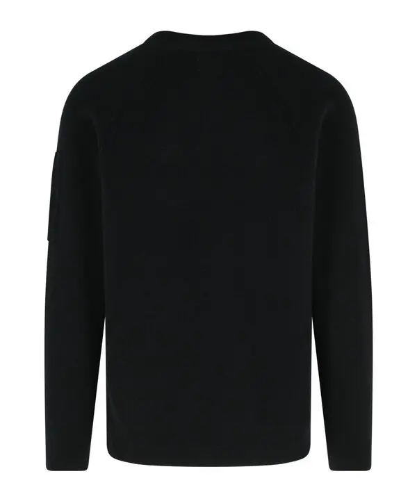 C.P. COMPANY Logo Patch Crewneck Knitwear - Black