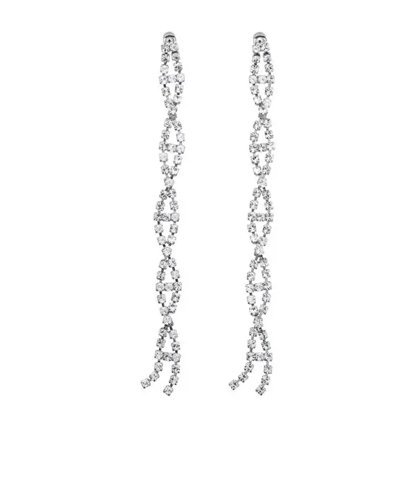 Balenciaga Riviera Crystal Rhinestone Dangle Earrings - Shiny Silver
