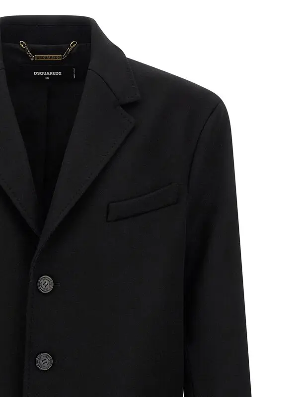 Dsquared2 Button-fastening Wool Coat With Notched Lapel