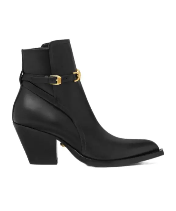 Versace Medusa '95 Pointed Toe Ankle Boots - Black
