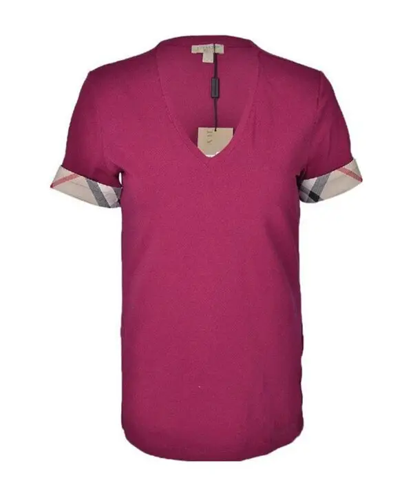 Burberry V-neck T-shirt With Short Sleeves - Red