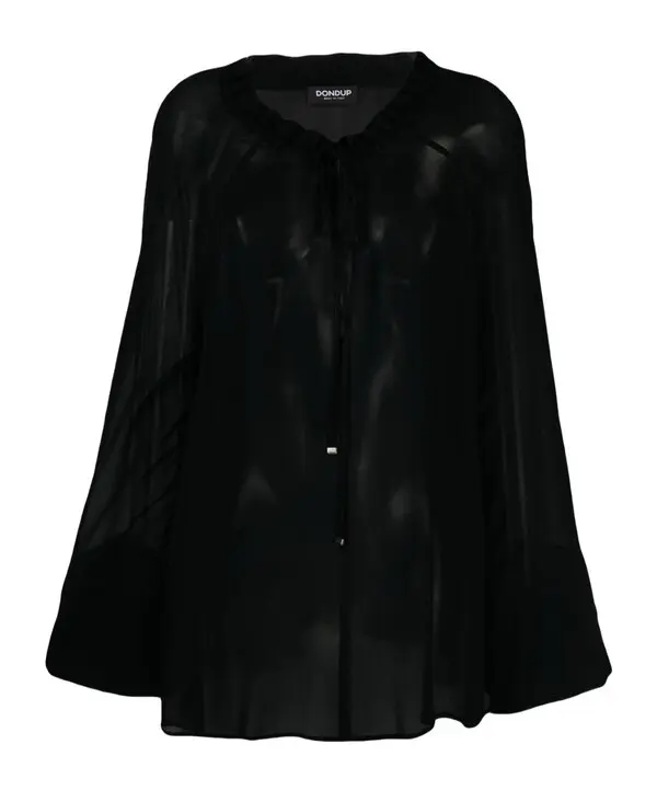 DONDUP Tie-neck Semi-sheer Blouse - Black