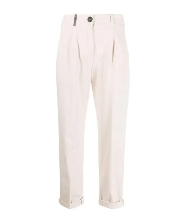 Peserico Slim-cut Tapered-leg Trousers - White