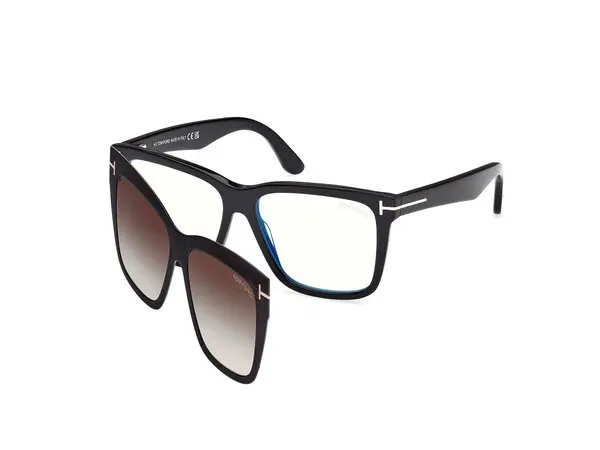 TOM FORD Square Frame Clip-on Glasses - Black