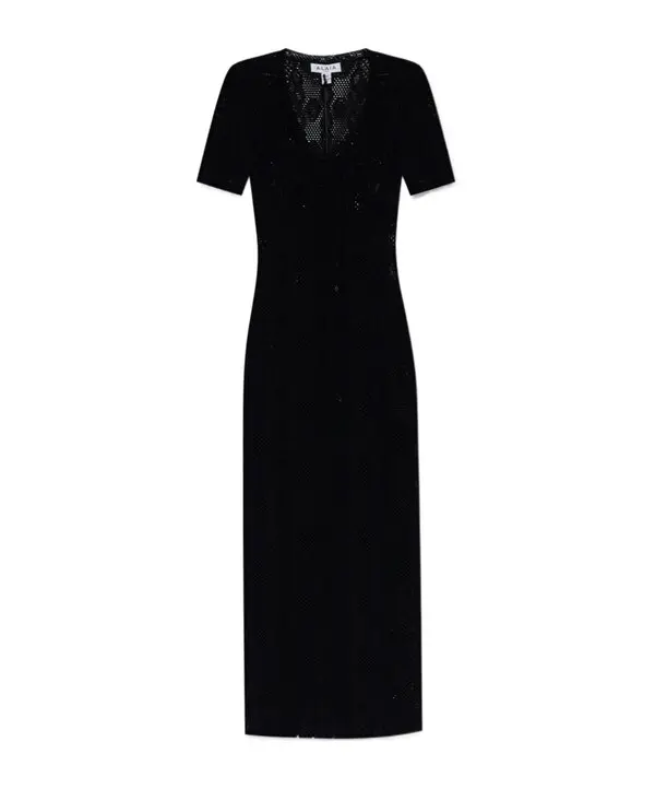 Alaïa Short Sleeve Cutout Pattern Midi Dress