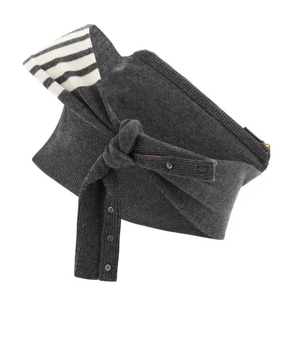 Thom Browne Zipped Crossbody Bag With 4-bar Stripes - Medium Gray