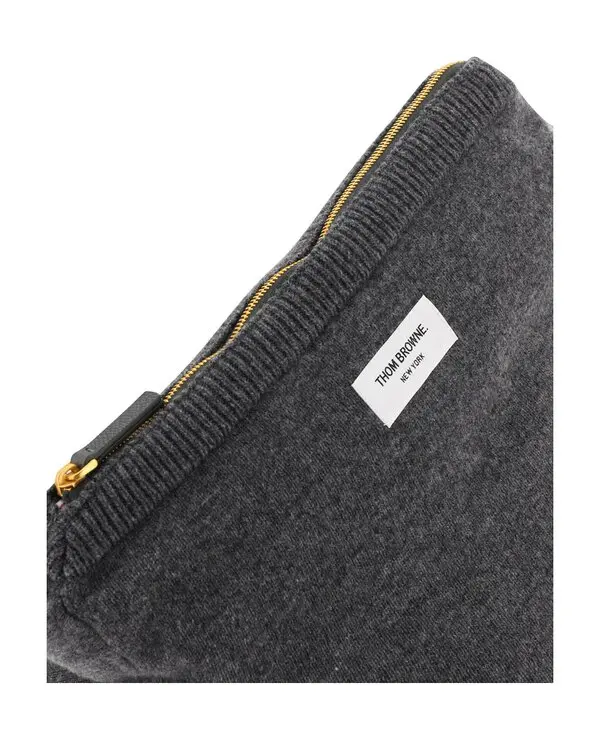 Thom Browne Zipped Crossbody Bag With 4-bar Stripes - Medium Gray