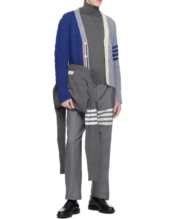 Thom Browne Zipped Crossbody Bag With 4-bar Stripes - Medium Gray
