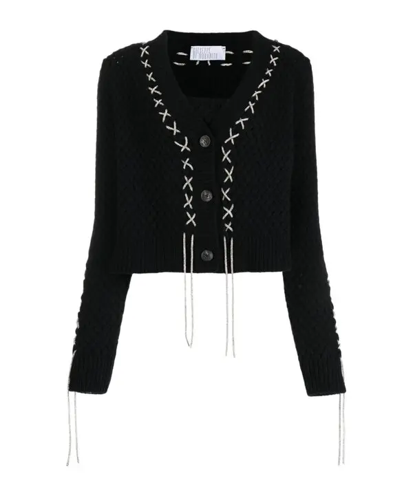 Giuseppe Di Morabito Lattice-detail Merino-cashmere Cardigan - Black
