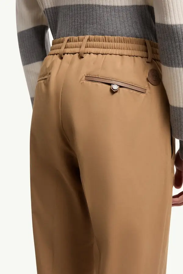 Moncler Logo Patch Straight-leg Trousers - Beige