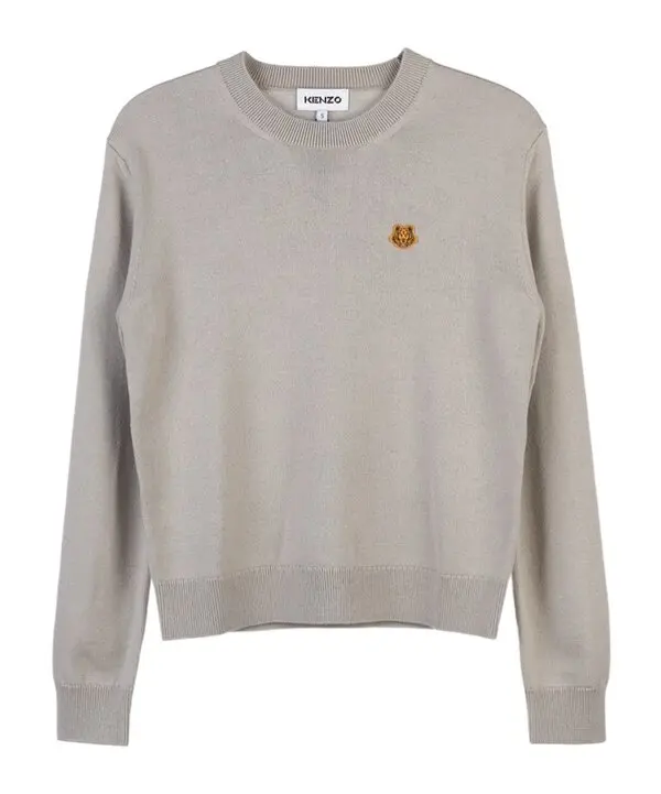 Kenzo Long-sleeved Sweater With Rib Trim - Gray