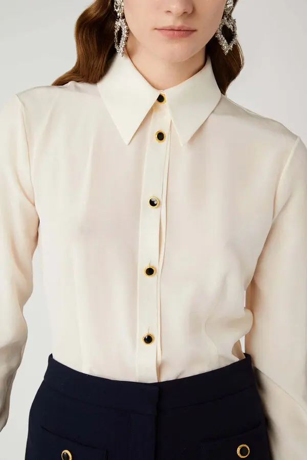Alessandra Rich Silk Shirt With Button Detail