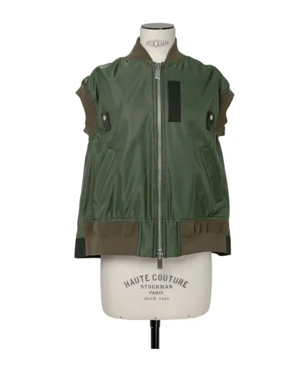 Sacai Zip-up Sleeveless Gilet - Green