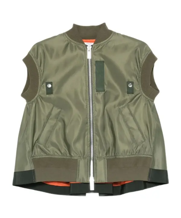 Sacai Zip-up Sleeveless Gilet - Green