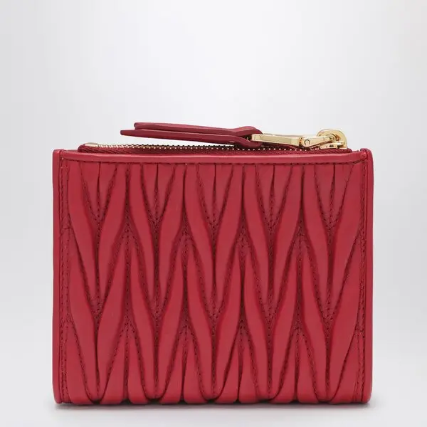 Miu Miu Logo Plaque Zipped Wallet - Red