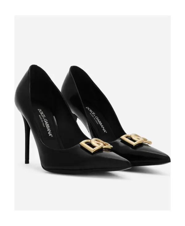 Dolce & Gabbana Stiletto Heel Pumps With Logo Lettering - Black