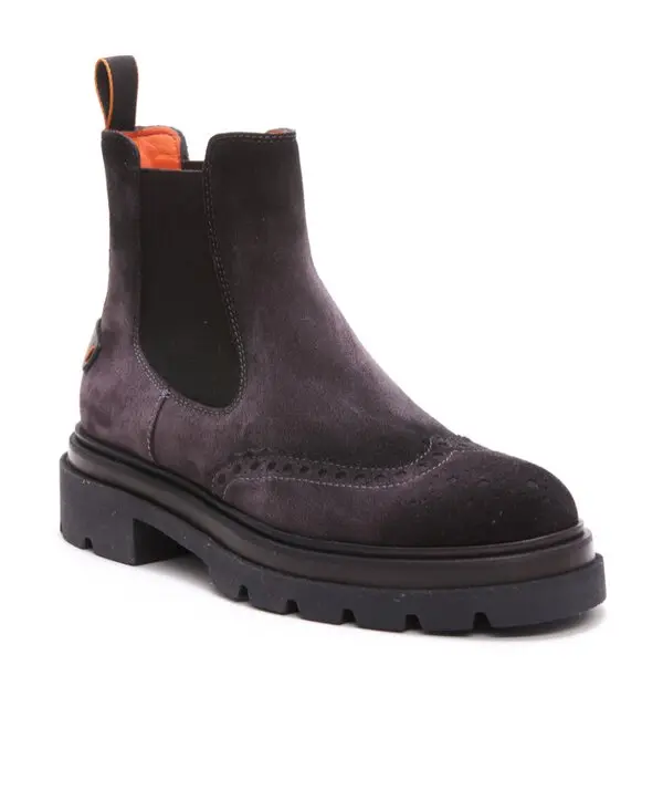 Santoni Round Toe Slip-on Ankle Boots
