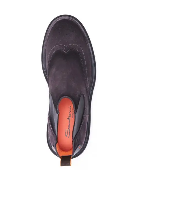 Santoni Round Toe Slip-on Ankle Boots
