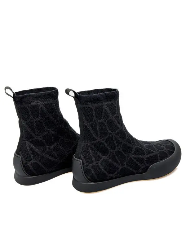 Valentino Garavani Toile Iconographe Round Toe Sock Boots