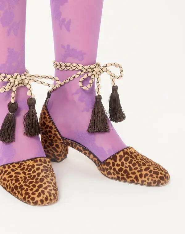 Valentino Garavani Leopard Print D'orsay Pumps With Tassel Ankle Strap