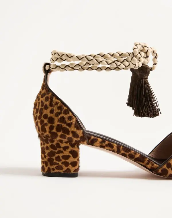 Valentino Garavani Leopard Print D'orsay Pumps With Tassel Ankle Strap