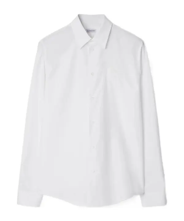 Burberry Ekd-embroidered Long Sleeved Shirt - Salt Crystal