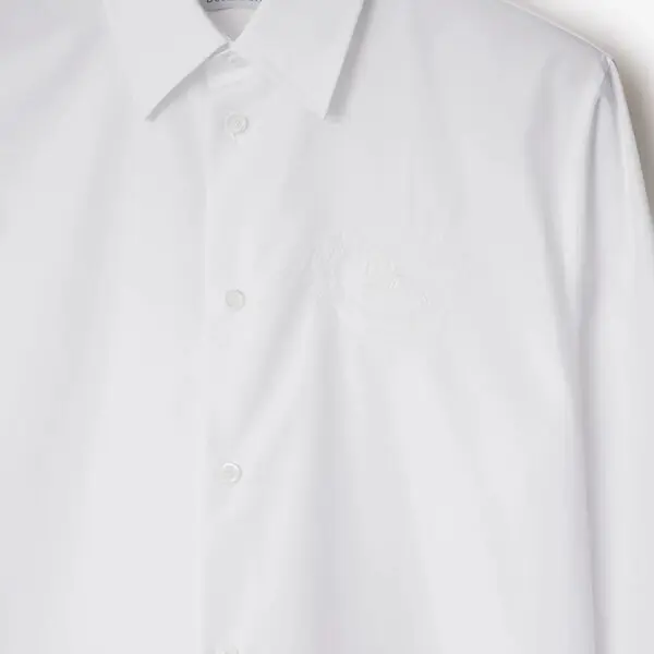 Burberry Ekd-embroidered Long Sleeved Shirt - Salt Crystal