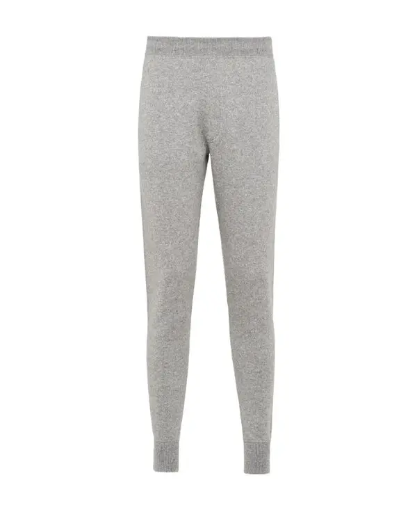 Prada Logo Patch Knitted Track Pants - Grey