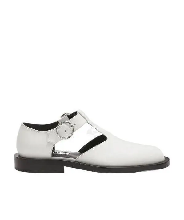 JIL SANDER Buckled T-bar Pumps - White
