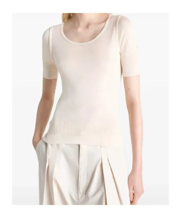 LEMAIRE Ribbed Trompe L'oeil Short Sleeve Top - Jasmine