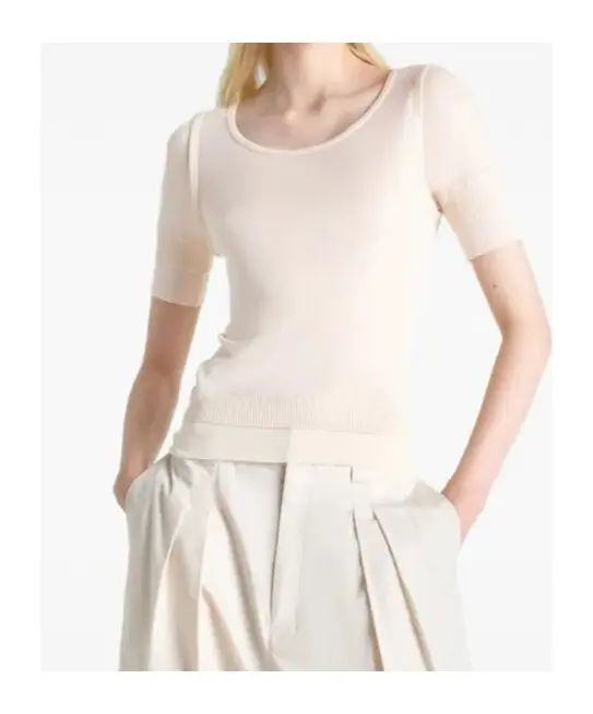 LEMAIRE Ribbed Trompe L'oeil Short Sleeve Top - Jasmine