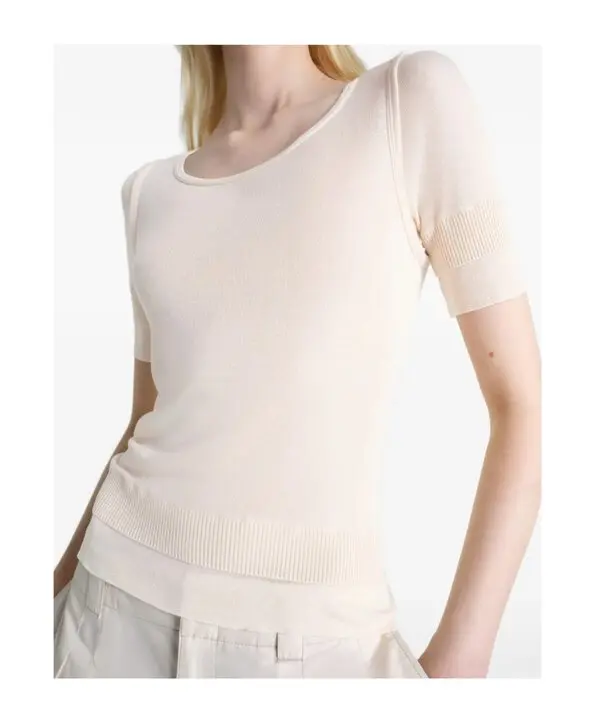 LEMAIRE Ribbed Trompe L'oeil Short Sleeve Top - Jasmine