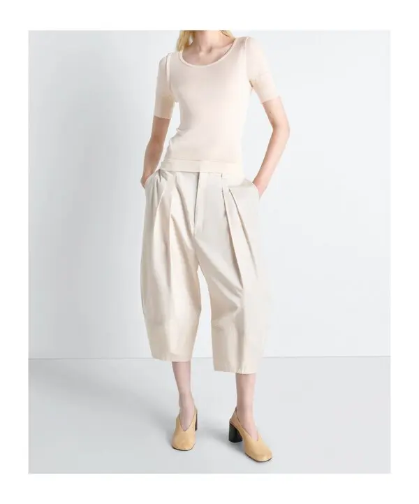 LEMAIRE Ribbed Trompe L'oeil Short Sleeve Top - Jasmine