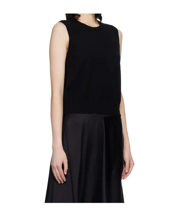 ANINE BING Moni Crop Wool Blend Knit Crew Neck Vest