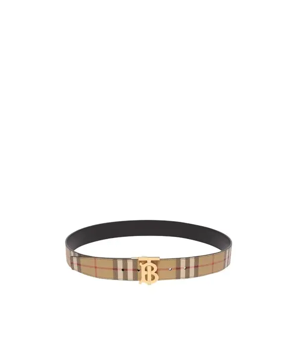 Burberry Reversible Tb Buckle Belt - Black